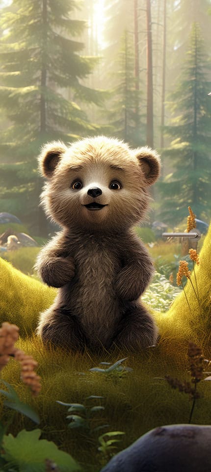 Deursticker / poster baby beer in het bos - Muurstickerstunter ...